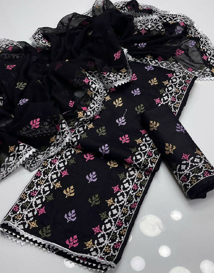 Soft Cotton Multi CROSS STICHED Embroidered Shirt With Paincha ...