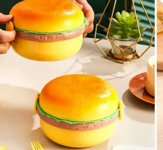 Burger Lunch Box – Portable, Reusable & Food-Safe Container ...