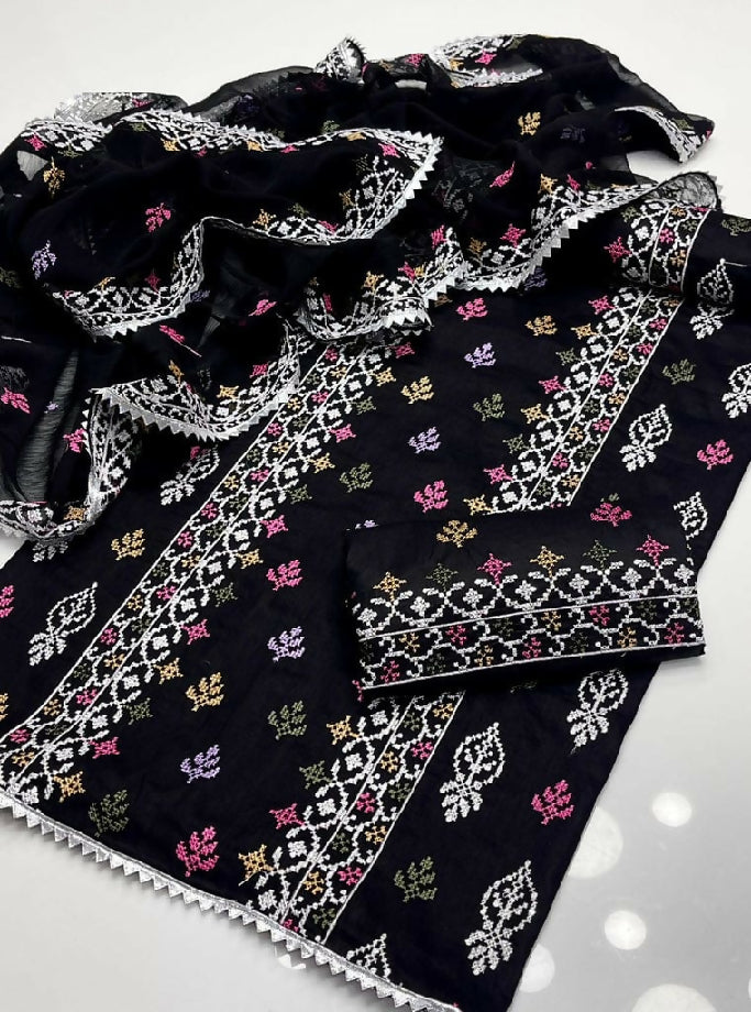 Soft Cotton Multi CROSS STICHED Embroidered Shirt With Paincha ...